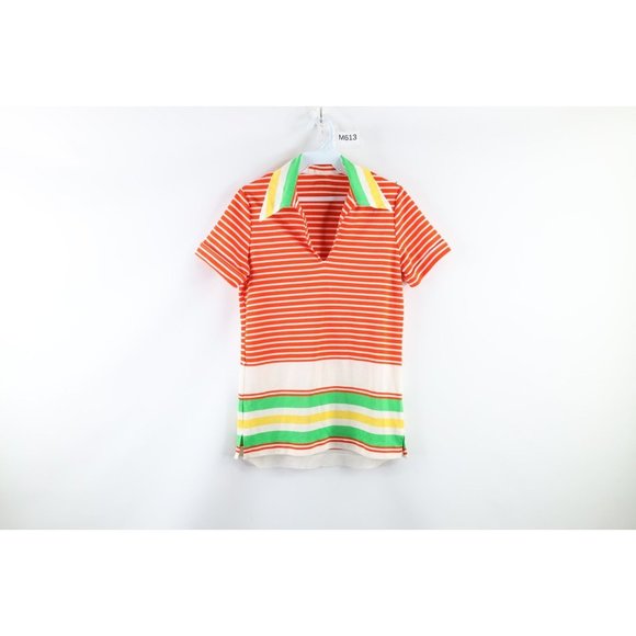 Vintage | Shirts | Vintage 7s Mid Century Modern Small Rainbow Striped ...